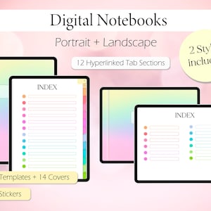 Digital Notebook, Hyperlinked Sections, Paper Templates (digital ...