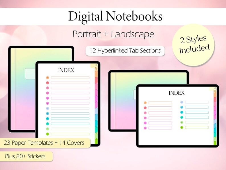 Digital Notebook, Hyperlinked Sections, Paper Templates (digital ...