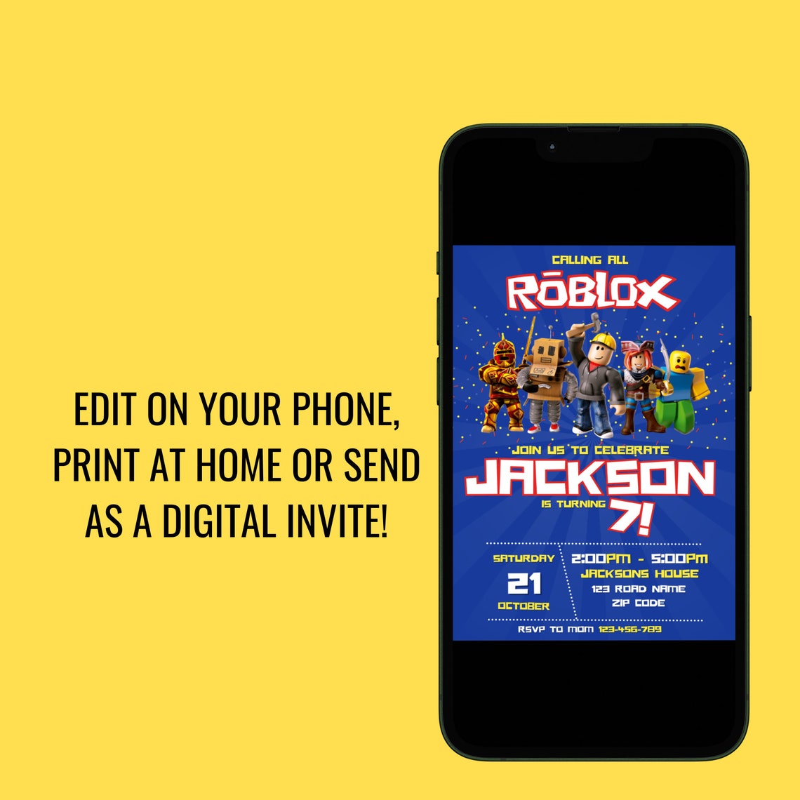 Roblox Invitation, Roblox Invite, Game Party, Roblox Boys Birthday ...