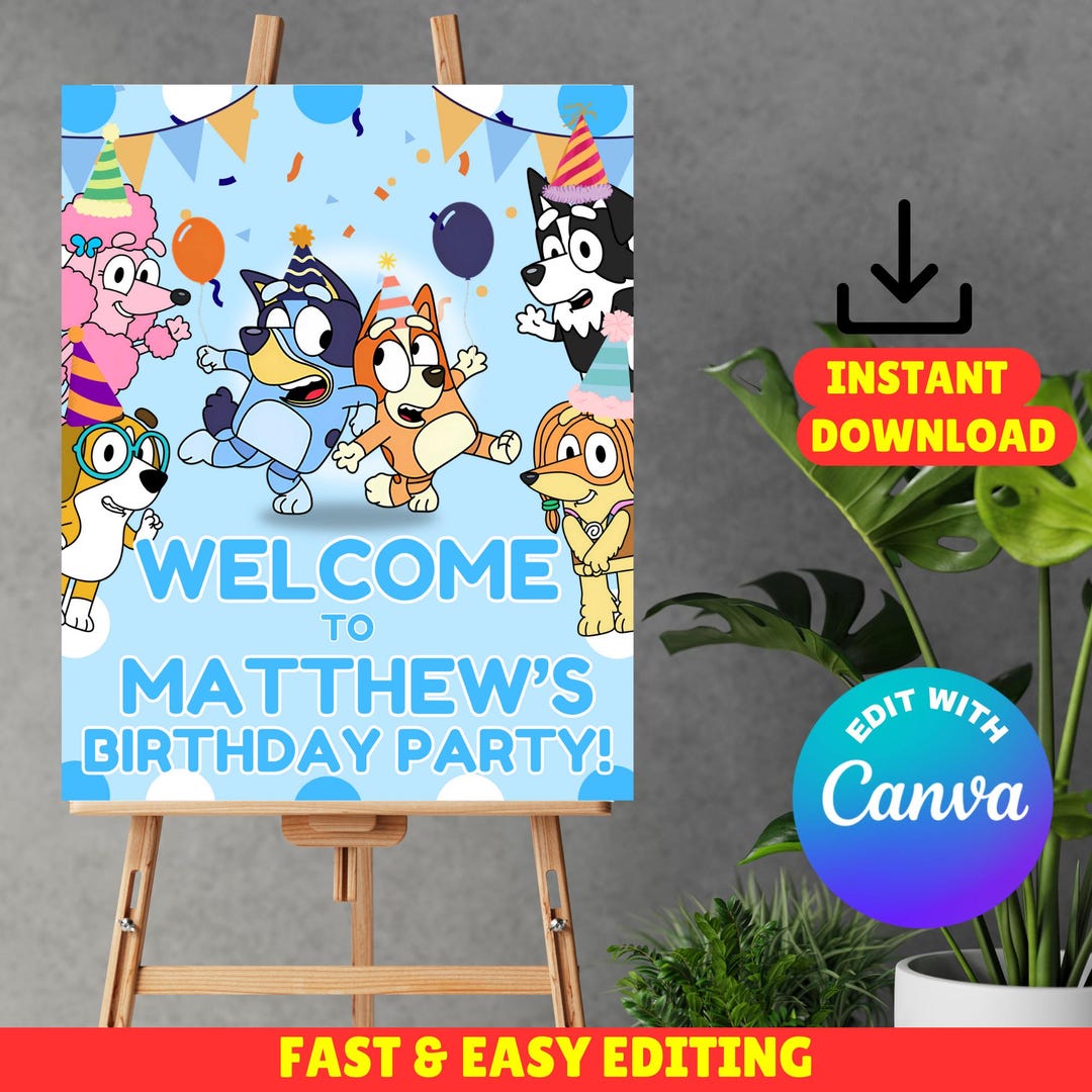 Bluey Welcome Sign Birthday Party | Bluey Party Decorations | Bluey ...