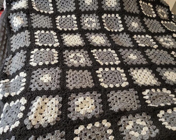 Granny Squares Crochet Afghan-shades of Gray - Etsy