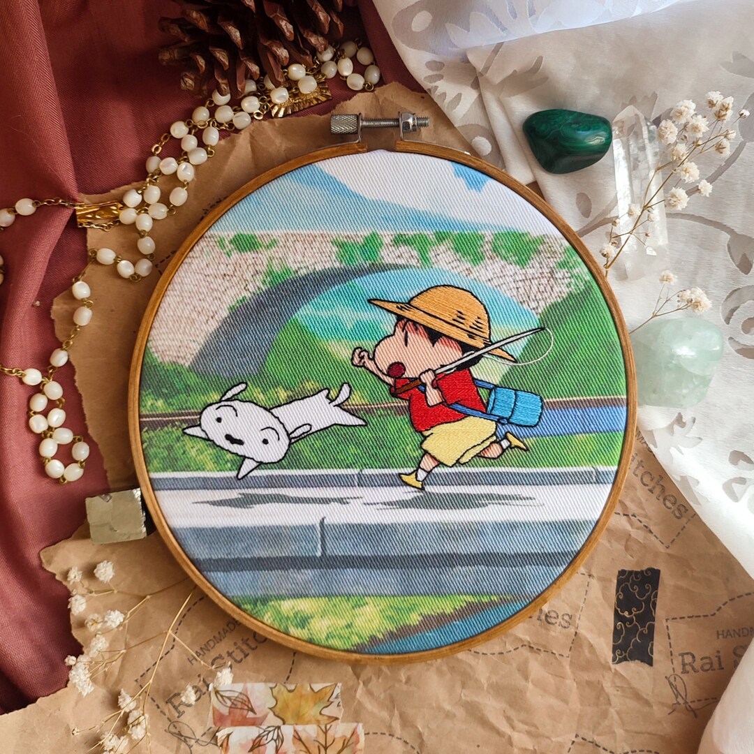 Shinchan & Shiro (CRAYON SHINCHAN) | 18 Cm (7inch) Hand Embroidery ...
