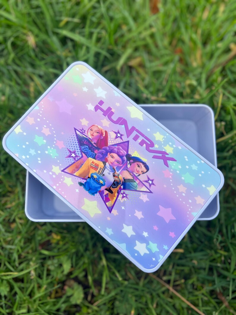 HUNTRIX Character Tin | Pastel Aesthetic Gift Box | Kids Storage Tin ...