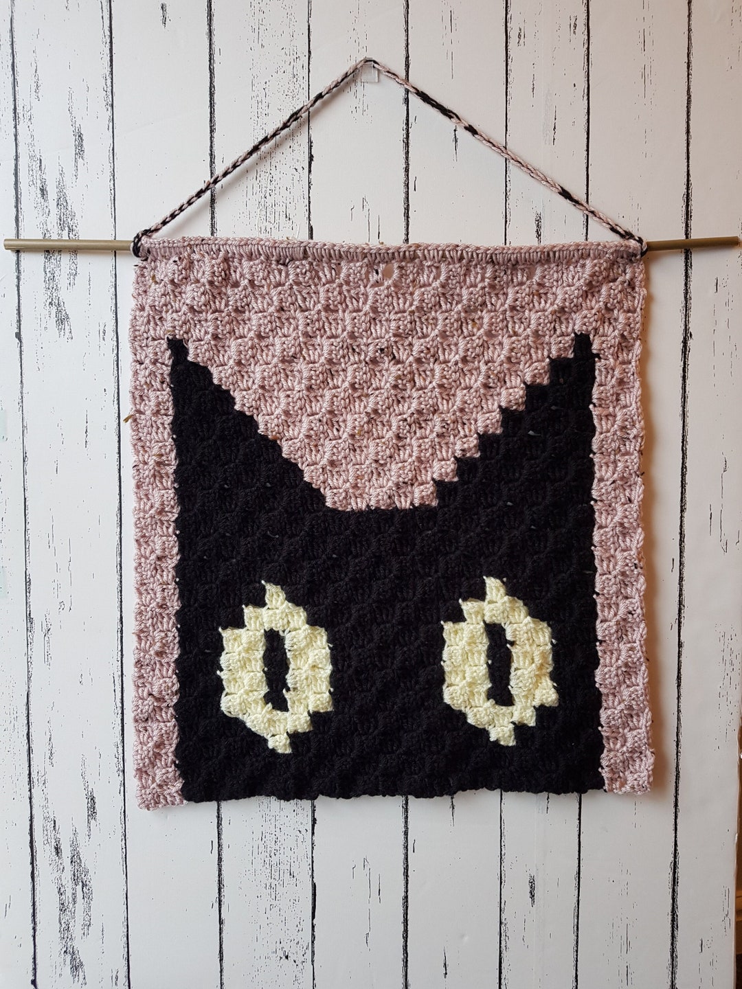 Crochet Pattern Cat Eyes Wall Hanging, Crochet Wall Decor, Crochet Cat ...