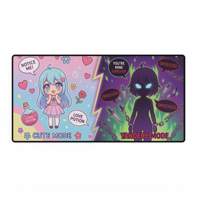 Kawaii Vs. Yandere Desk Mat | Cute & Psycho Split Design | XXL Anime ...