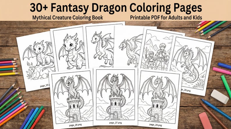 30+ Fantasy Dragon Coloring Pages | Mythical Creature Coloring Book ...