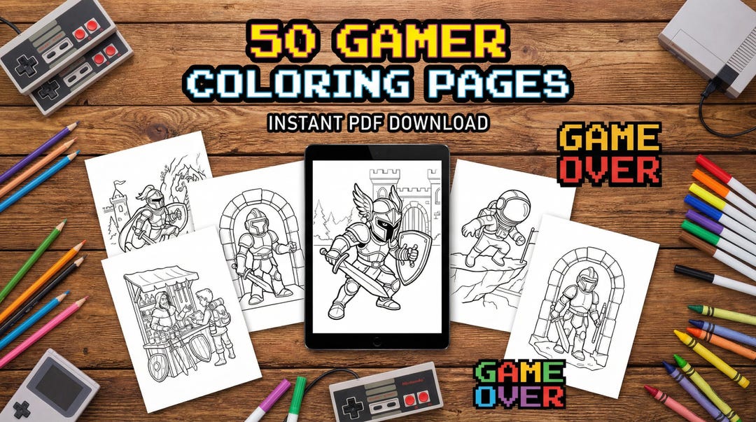 50 Gamer Coloring Pages | Printable Video Game Coloring Book for Kids ...
