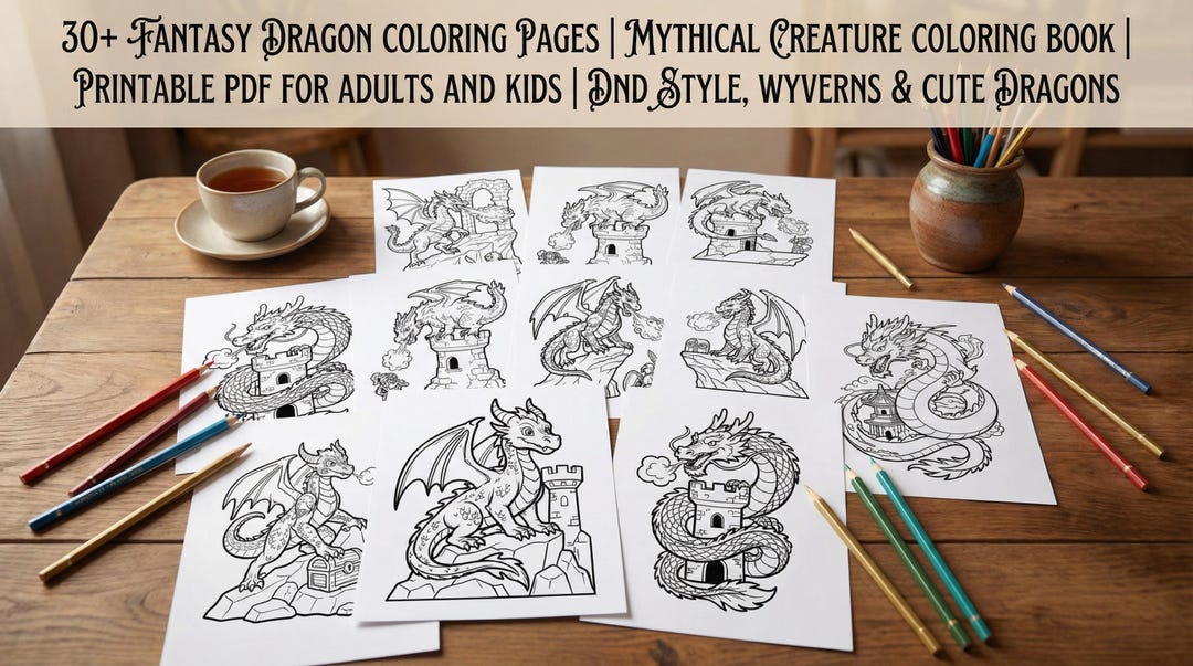30+ Fantasy Dragon Coloring Pages | Mythical Creature Coloring Book ...
