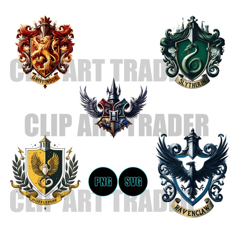 Wizard House Alternate Crests: Custom PNG & SVG Files for Gryff, Huff ...