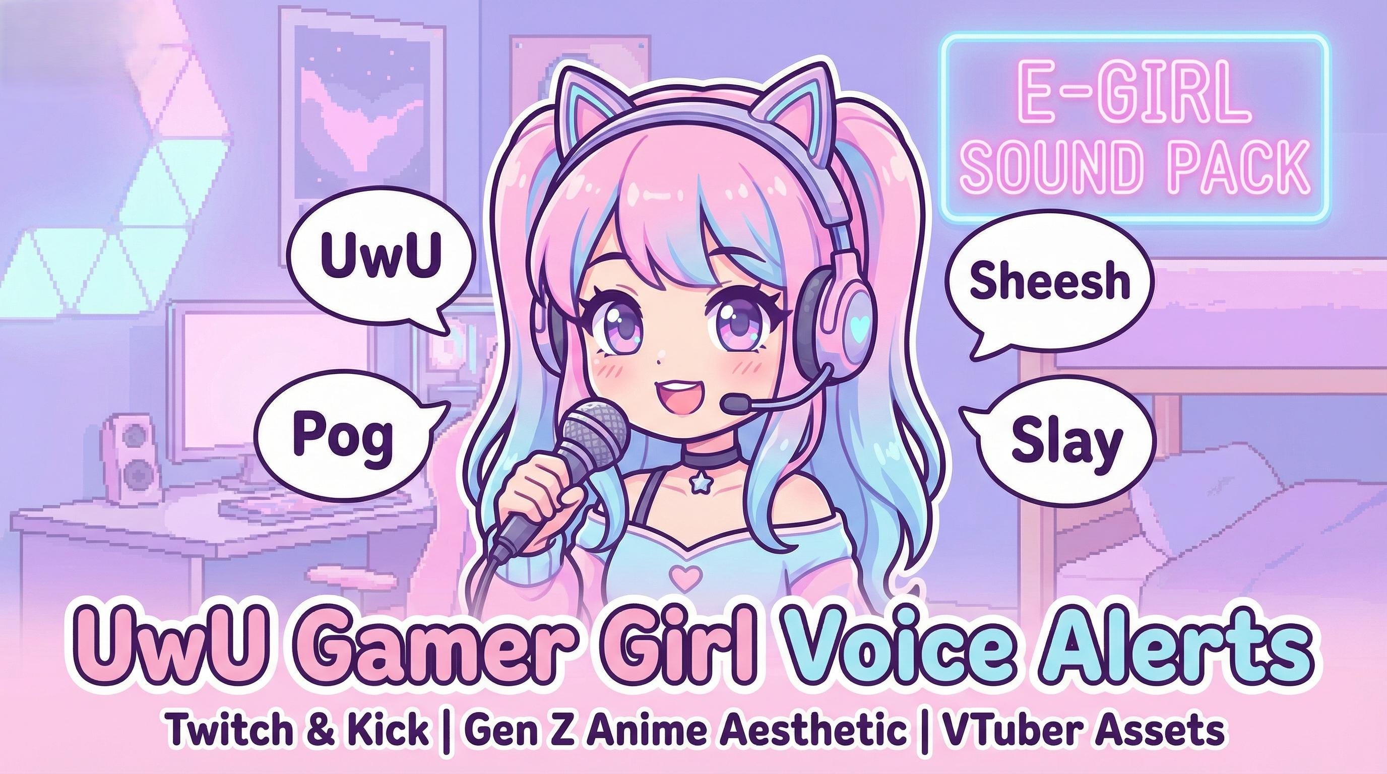 Uwu Gamer Girl Voice Alerts for Twitch & Kick | E-girl Sound Pack ...