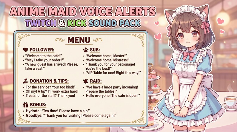 Anime Maid Voice Alerts for Twitch & Kick | "welcome Home Master" Sound ...