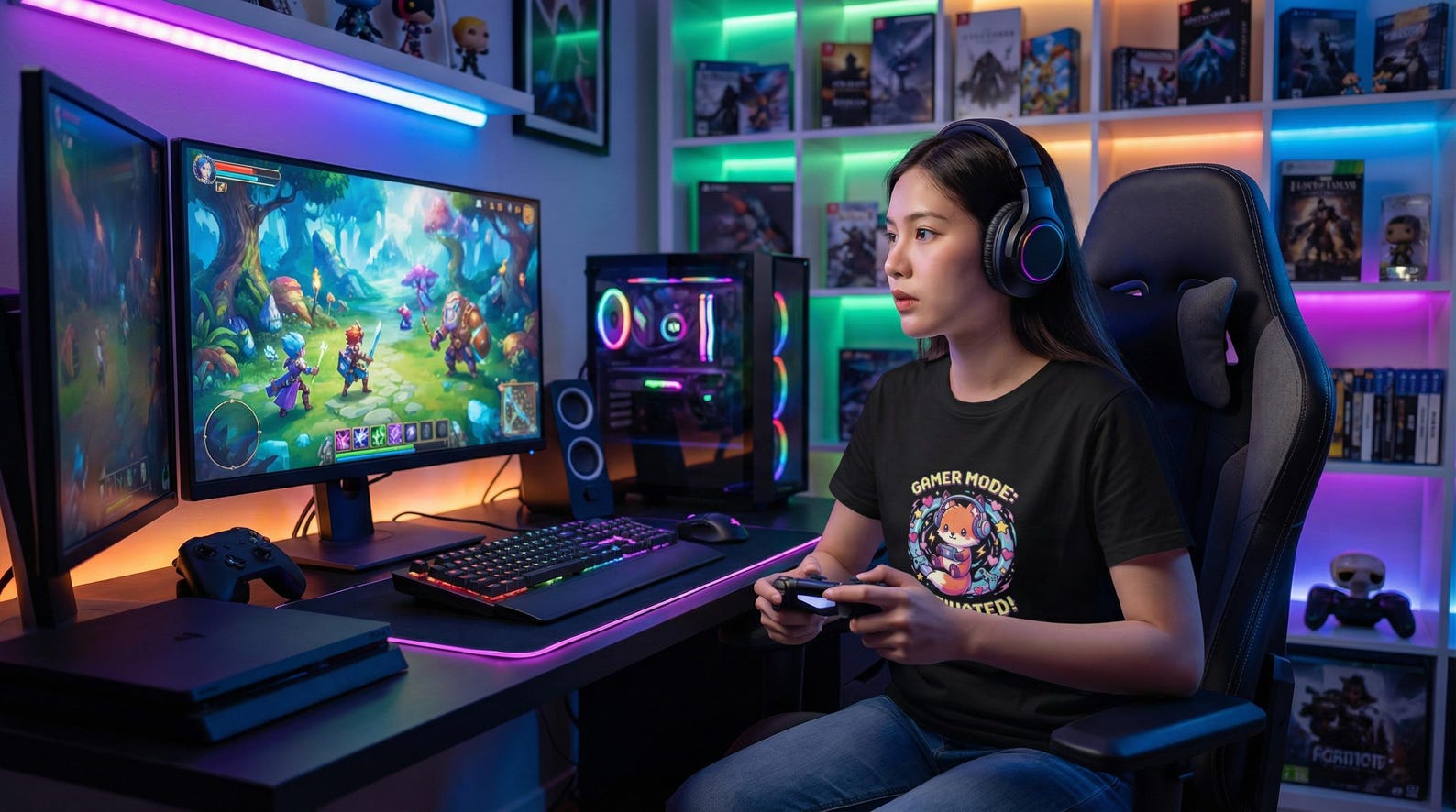 Gamer Mode Activated Shirt | Cute Gaming Fox Holding Controller | Retro ...