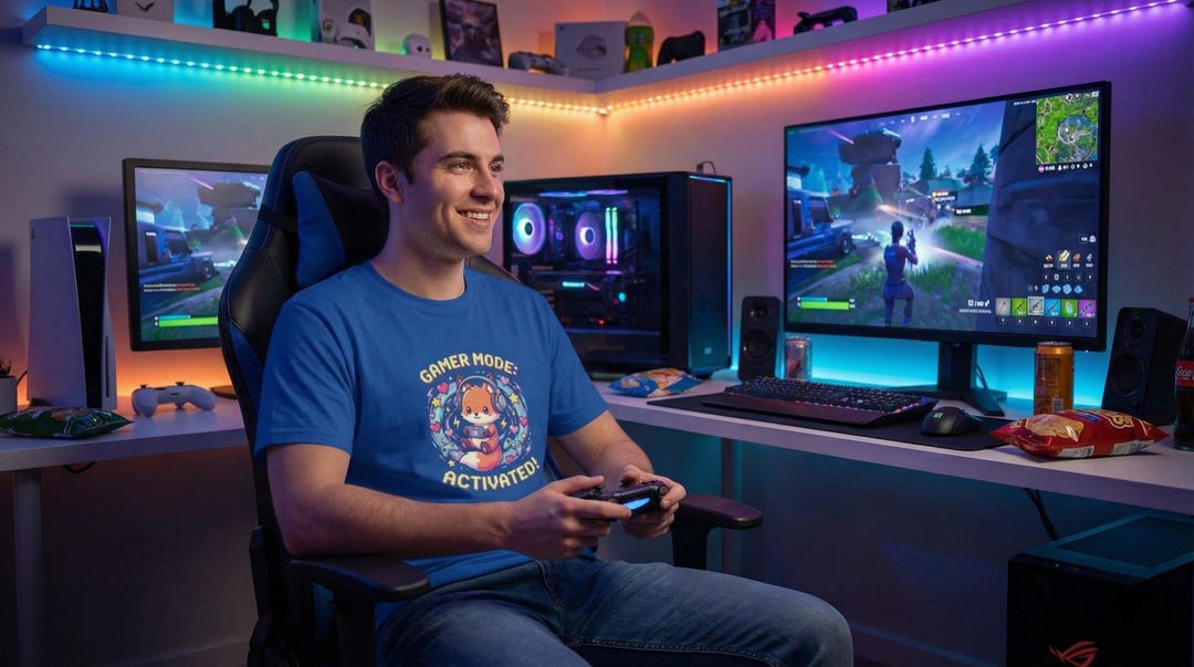 Gamer Mode Activated Shirt | Cute Gaming Fox Holding Controller | Retro ...