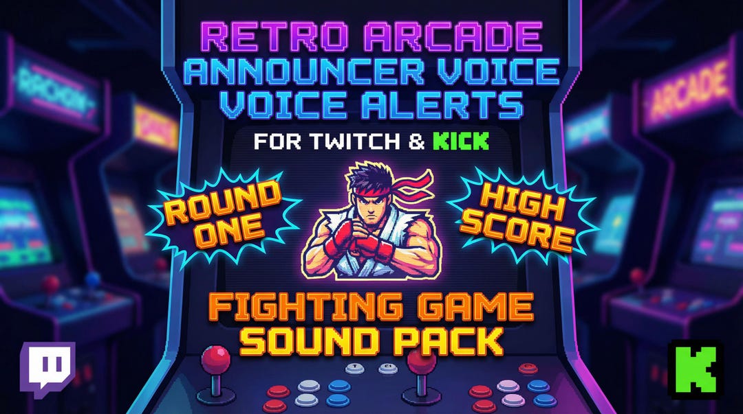 Retro Arcade Announcer Voice Alerts for Twitch & Kick | Fighting Game ...