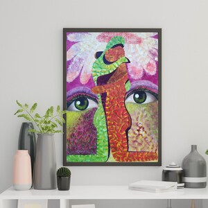 Lovers Embrace, Friendship Hug Artwork Print, Goddess Printable Wall ...