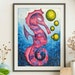 Printable Seahorse Wall Art Decor Painting, Nursery Decor, Downloadable ...