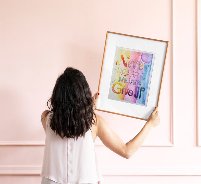 Never Give Up Motivational Quotes Groovy Printable Wall Art - Etsy