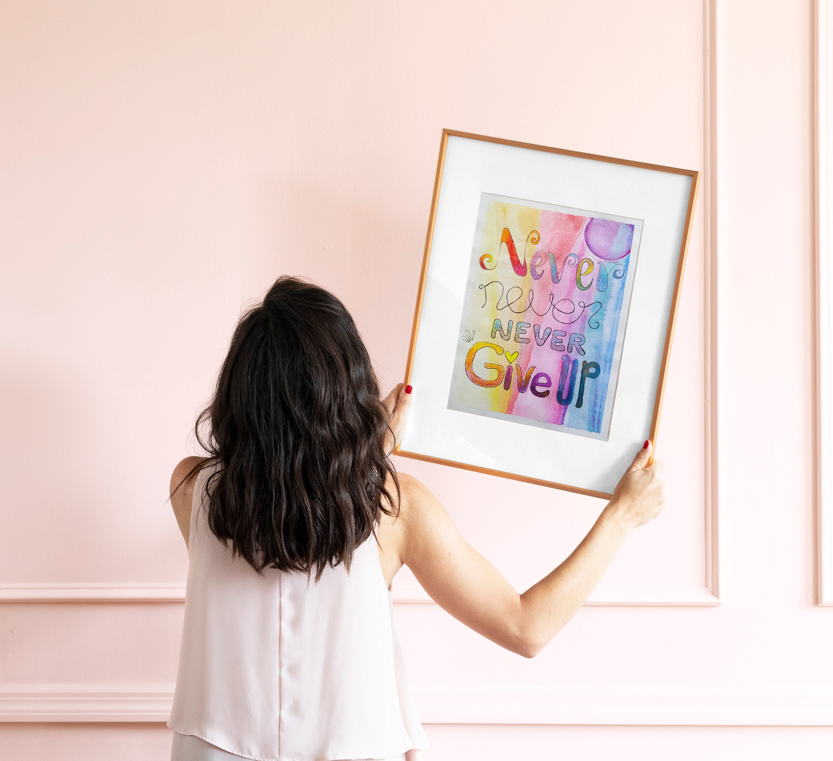 Never Give Up, Motivational Quotes, Groovy Printable Wall Art, Positive ...