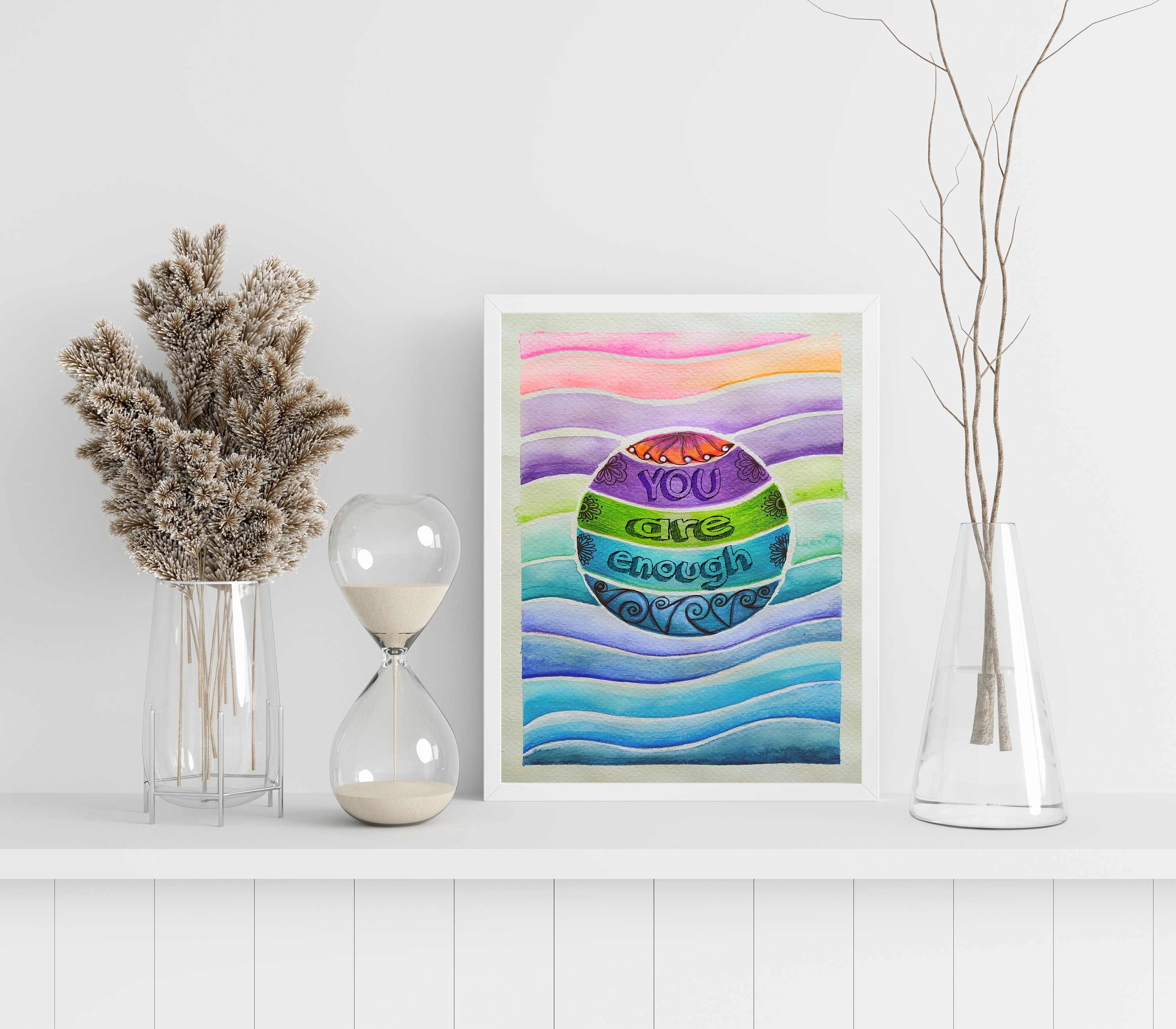 You Are Enough Typographic Printable Wall Art, Motivational Positive ...