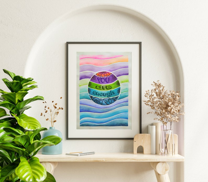 You Are Enough Typographic Printable Wall Art, Motivational Positive ...