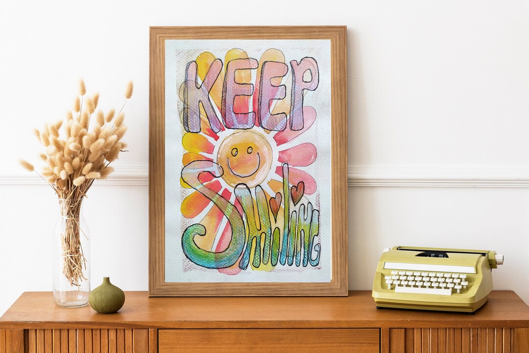 Keep Smiling Motivational Quotes, Retro Positive Printable Wall Art ...