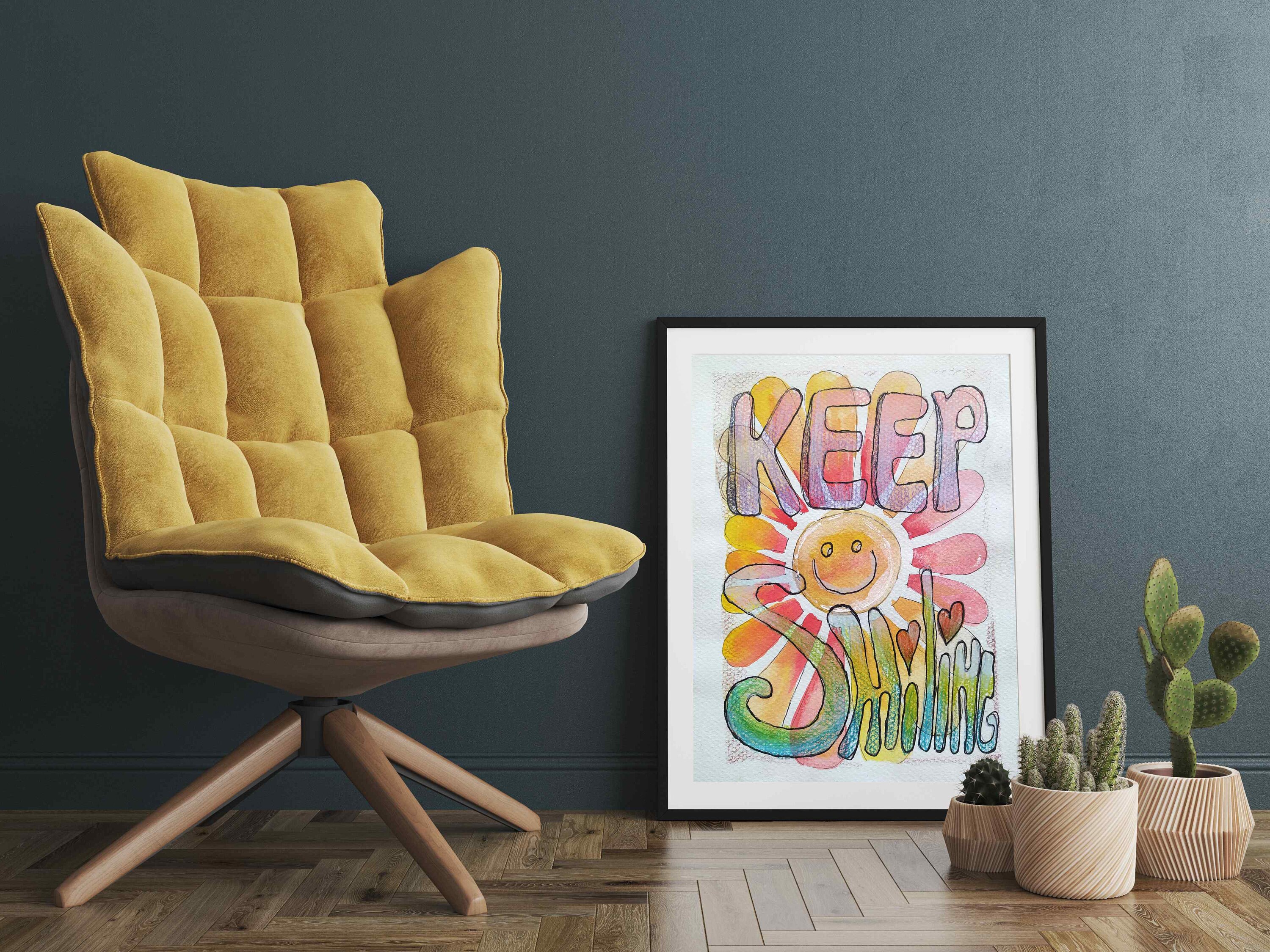 Keep Smiling Motivational Quotes, Retro Positive Printable Wall Art ...