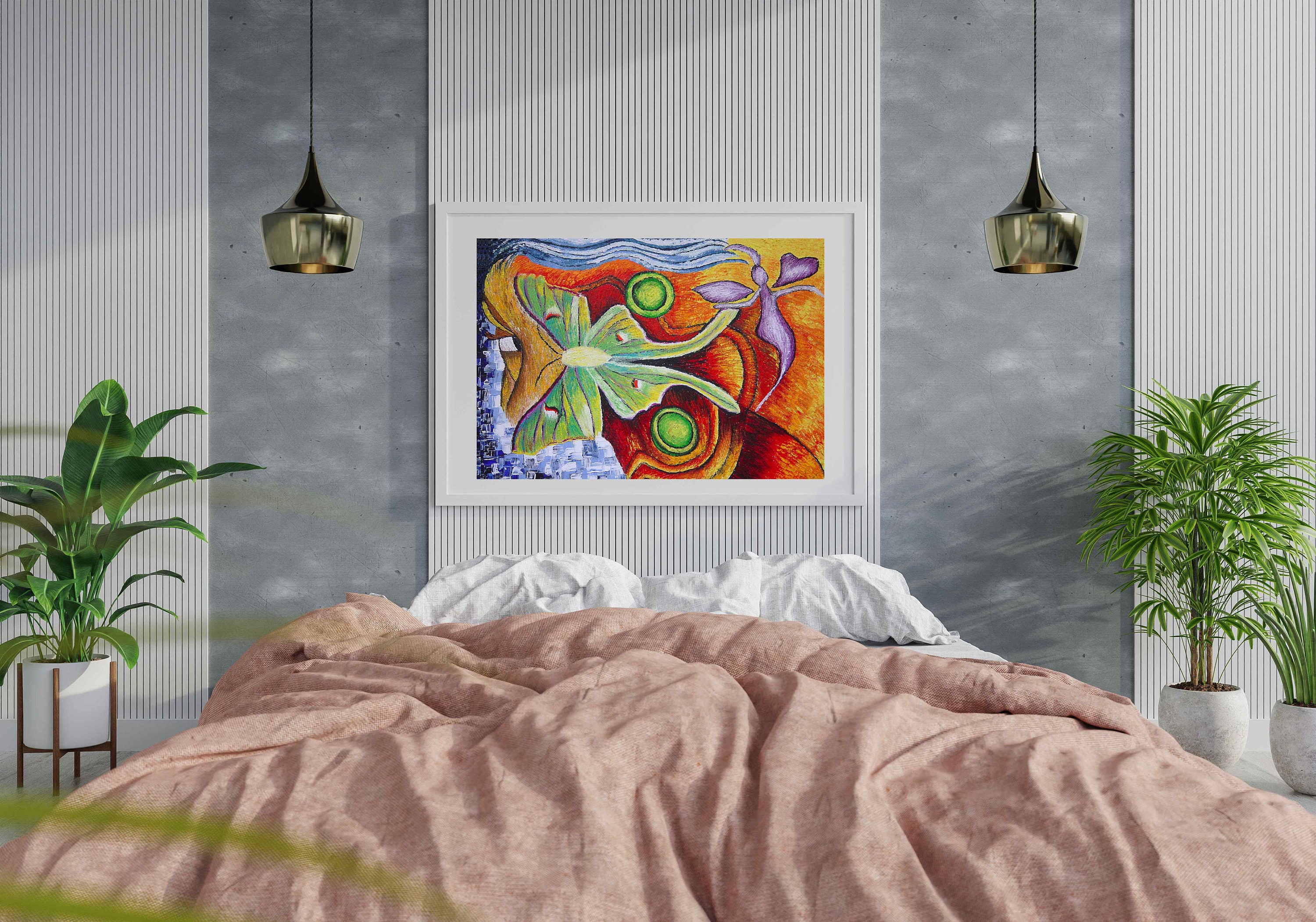Luna Moth Butterfly Printable Wall Art Decor, Abstract Painting Artwork ...
