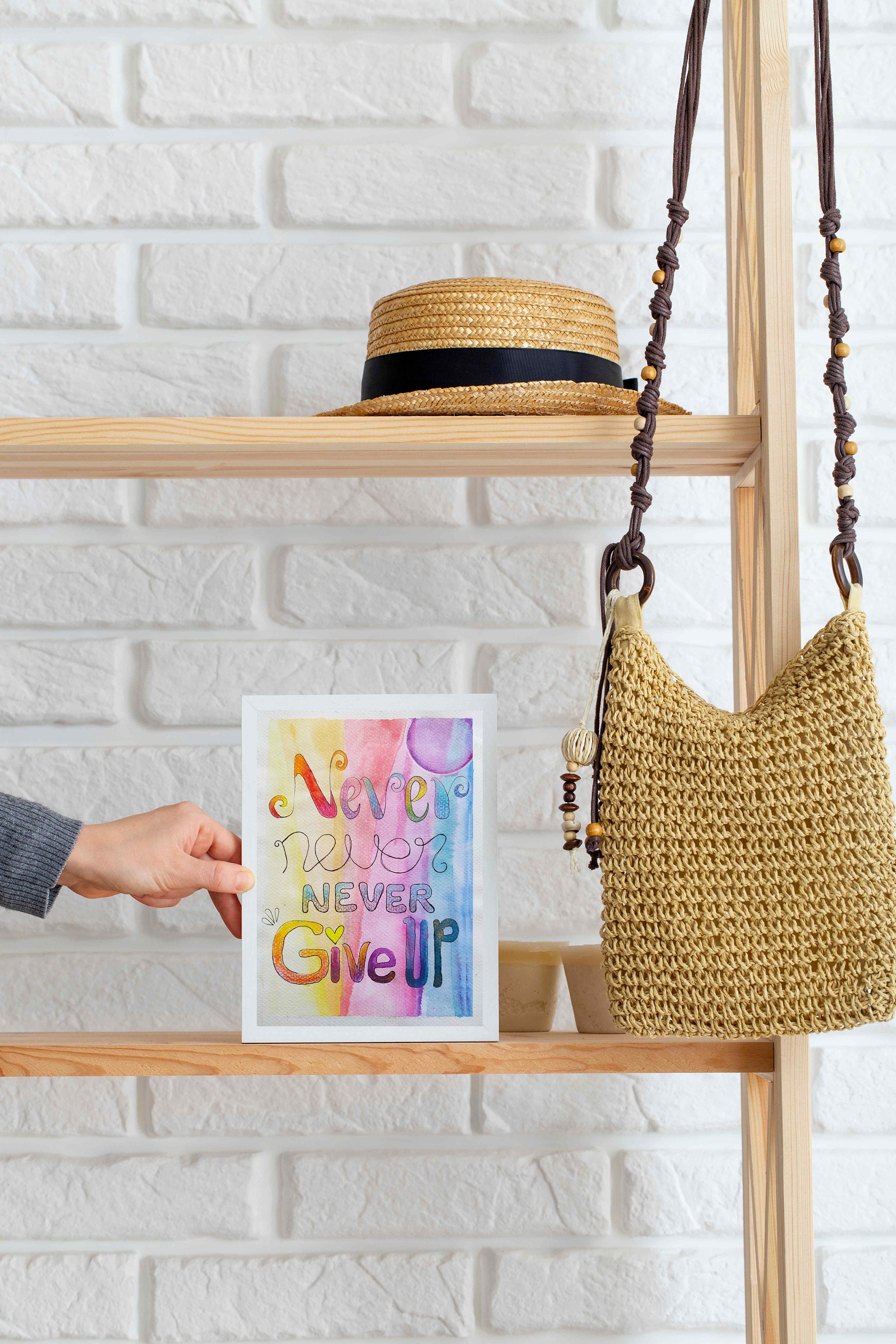 Never Give Up, Motivational Quotes, Groovy Printable Wall Art, Positive ...