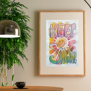Keep Smiling Motivational Quotes, Retro Positive Printable Wall Art ...