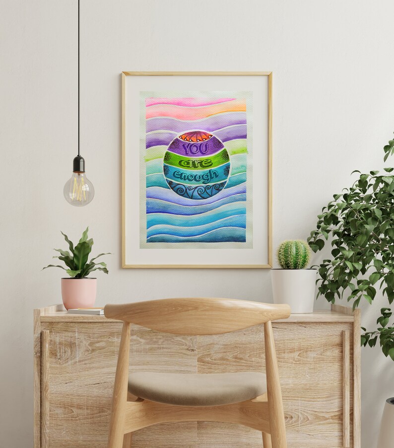 You Are Enough Typographic Printable Wall Art, Motivational Positive ...