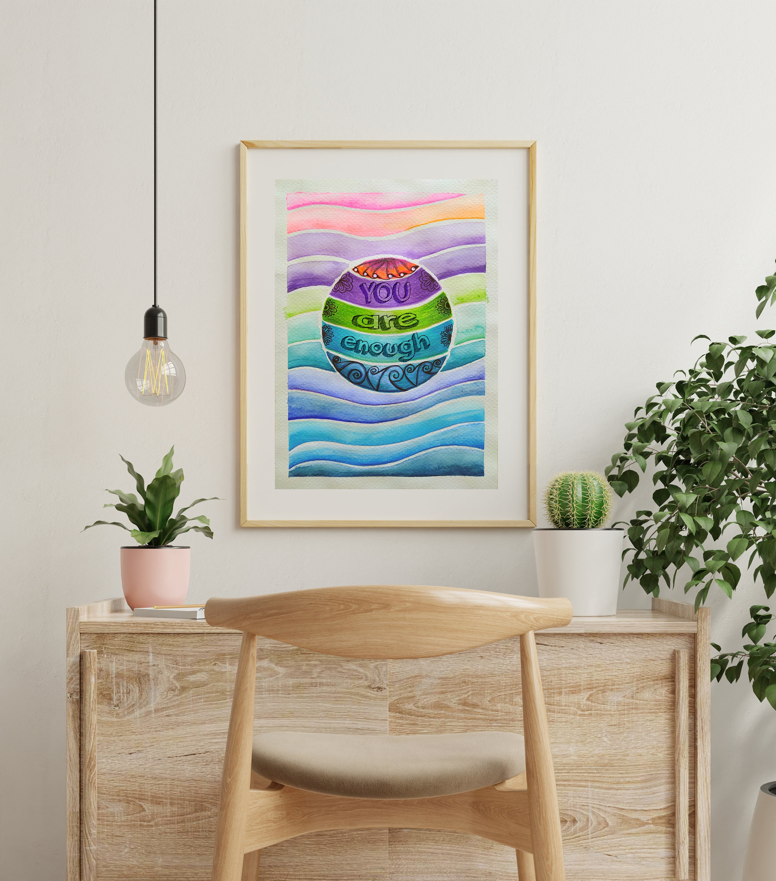 You Are Enough Typographic Printable Wall Art, Motivational Positive ...