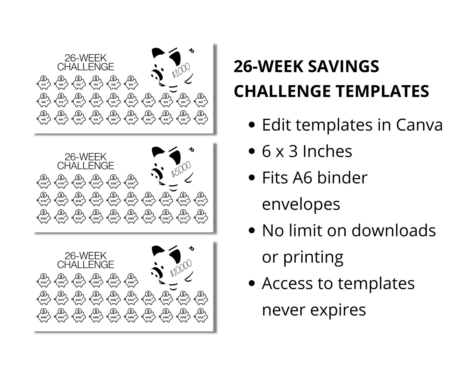 26-week Savings Challenge Bundle TEMPLATE A6 Budget Binder - Etsy