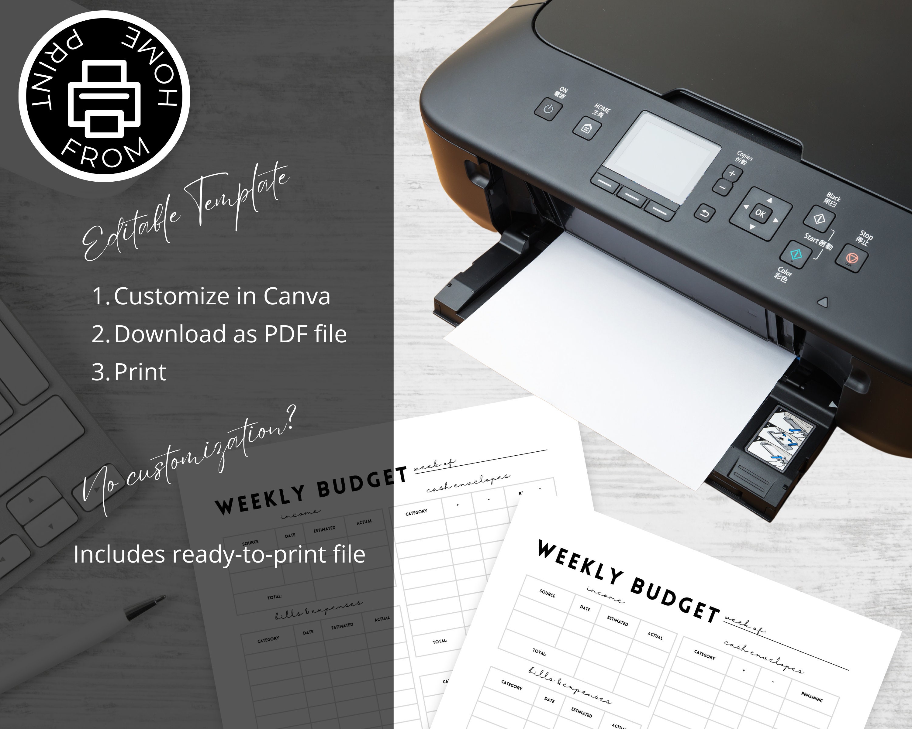 Weekly Budget Sheet: US Letter, Editable Template (digital Download) - Etsy