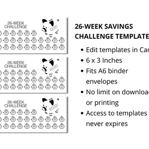 26-week Savings Challenge Bundle TEMPLATE | A6 Budget Binder Inserts ...