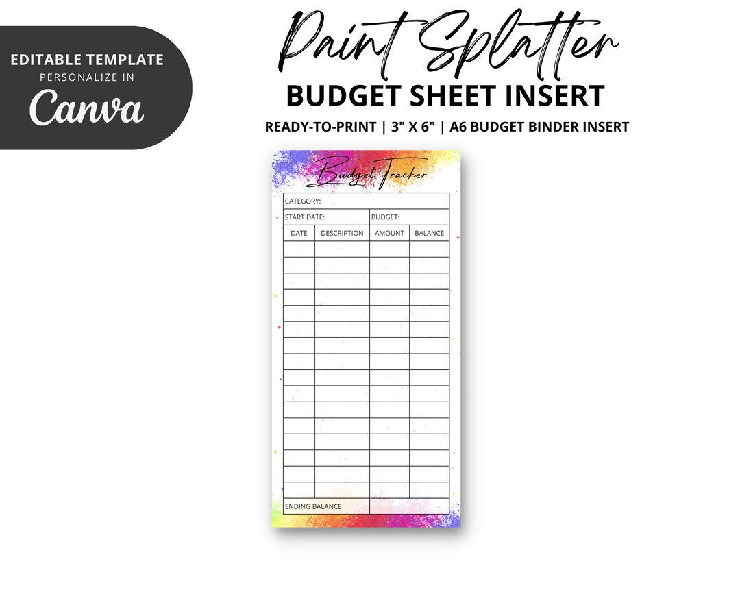A6 Budget Sheet Insert for Cash Envelope System | Budgeting Tracker ...