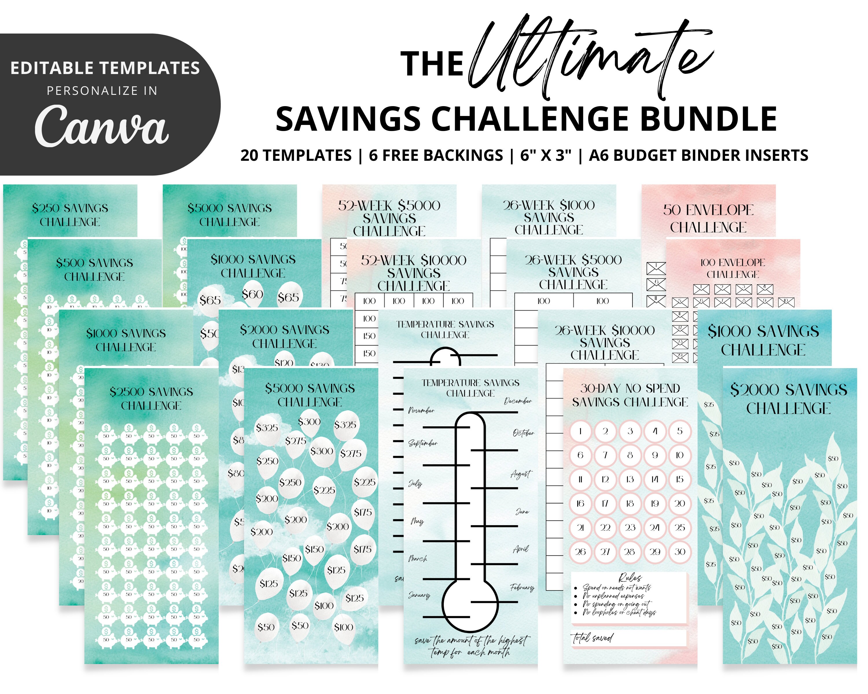 A6 Budget Binder Inserts Ultimate Savings Challenge Bundle - Etsy
