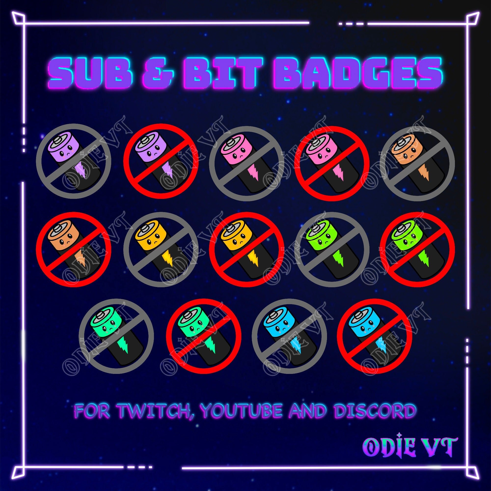 Batteries Not Incuded Sub Badges / Bit Badges / Emotes for Twitch ...
