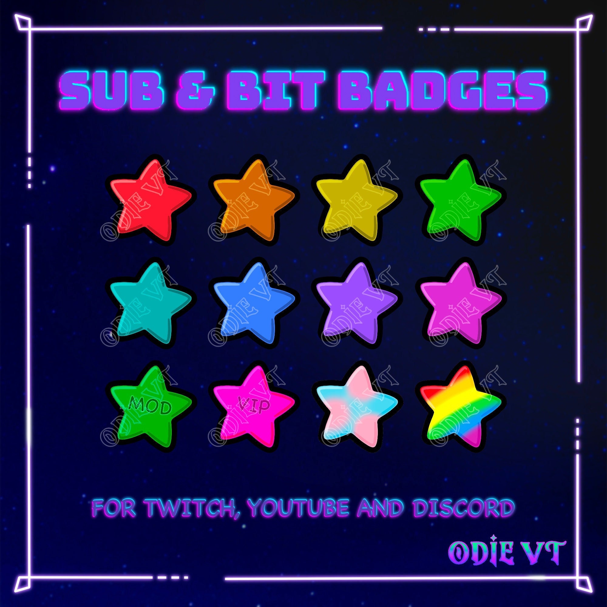 Star (outline) Sub Badges / Bit Badges / Emotes for Twitch, Youtube and ...