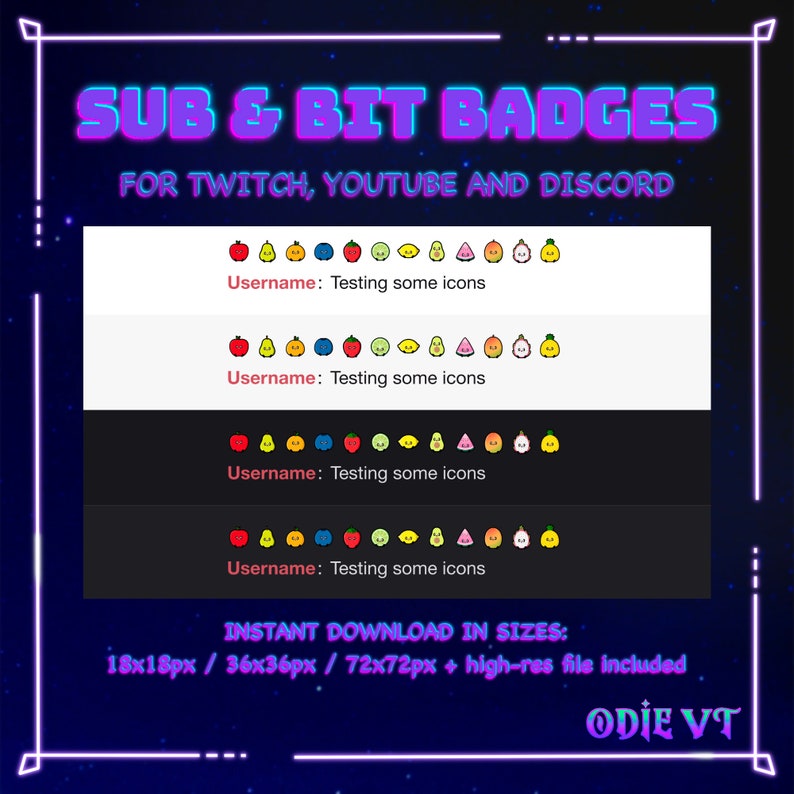 Fruit Sub Badges / Bit Badges / Emotes for Twitch, Youtube and Discord ...