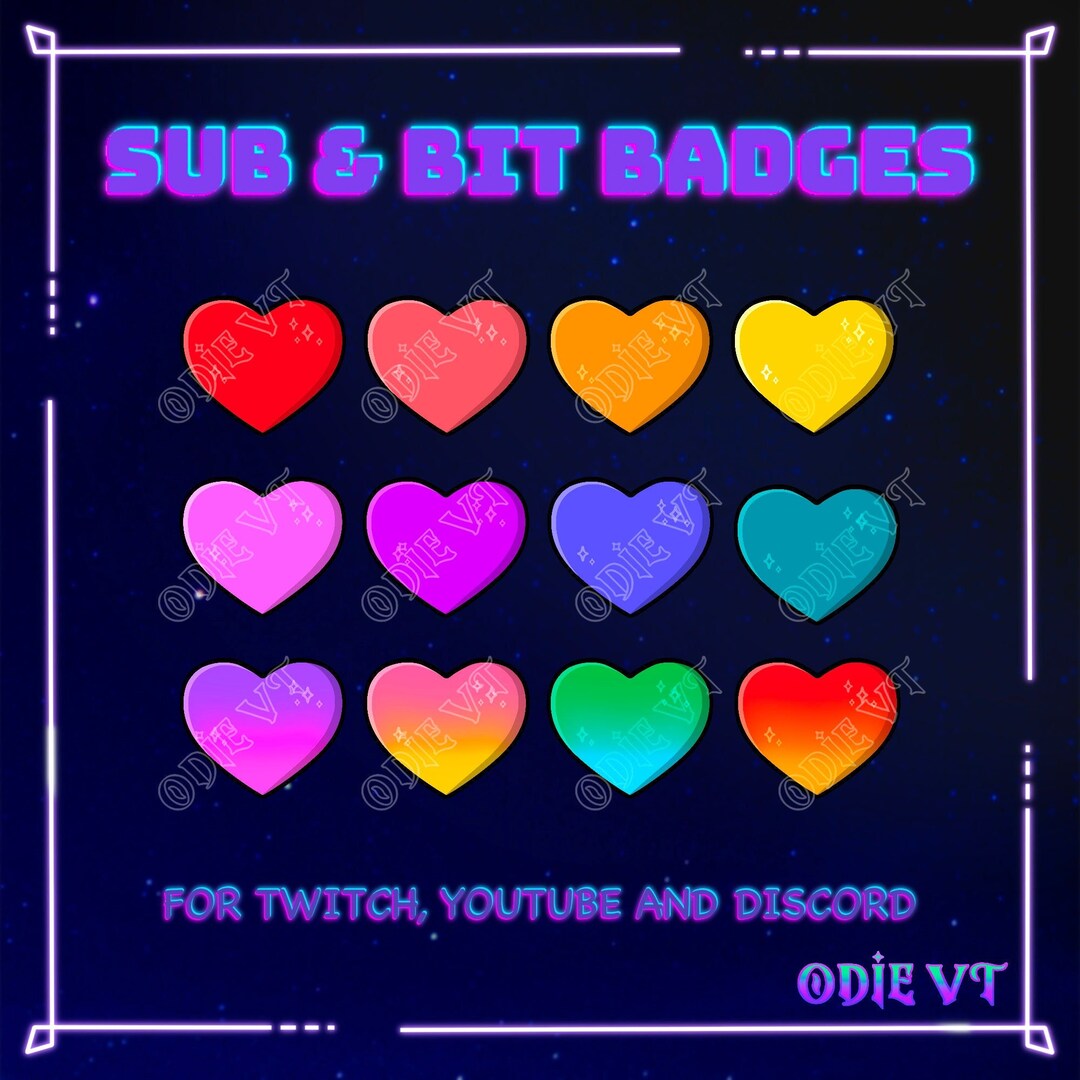 Heart (outline) Sub Badges / Bit Badges / Emotes for Twitch, Youtube ...