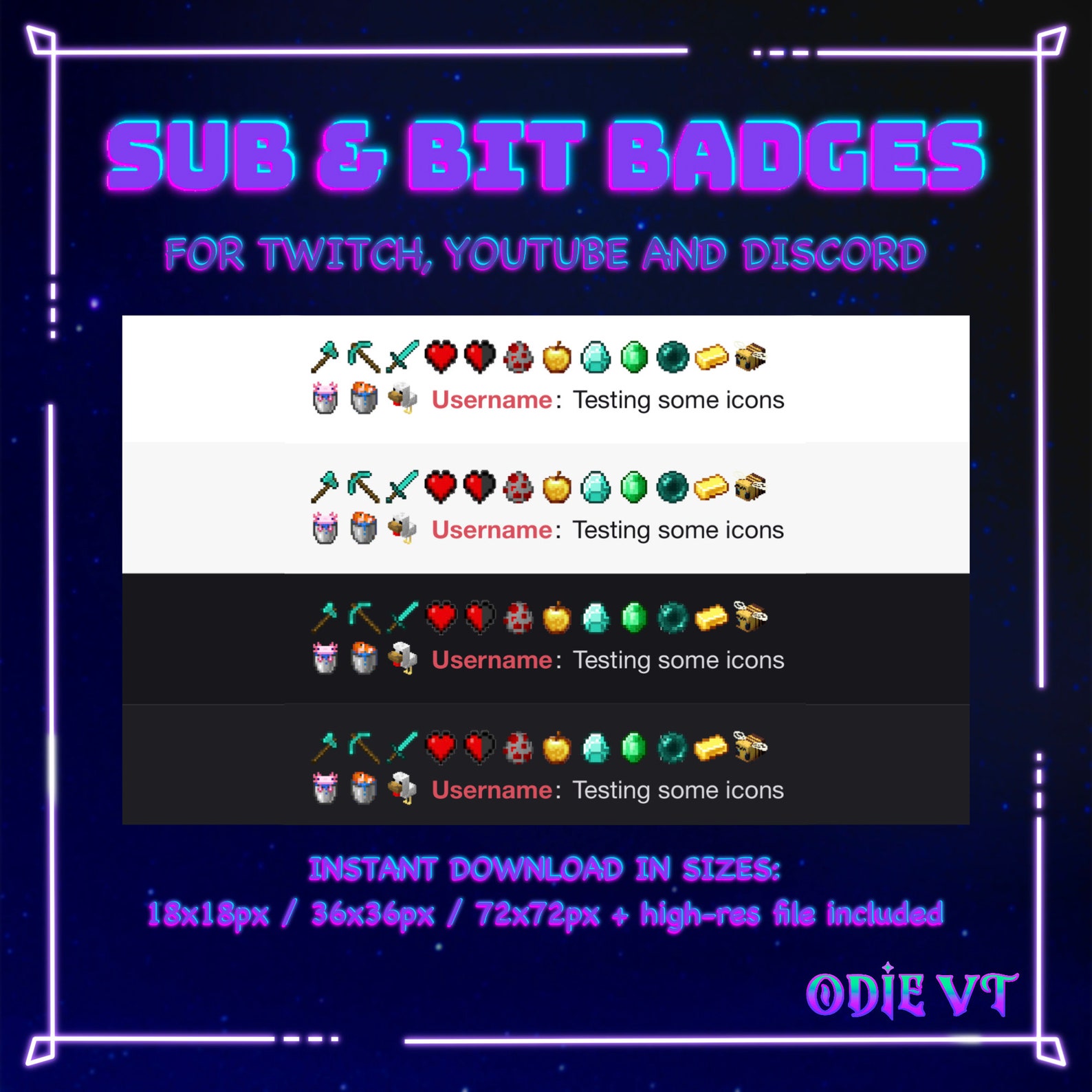 Minecraft Sub Badges / Bit Badges / Emotes for Twitch, Youtube and ...