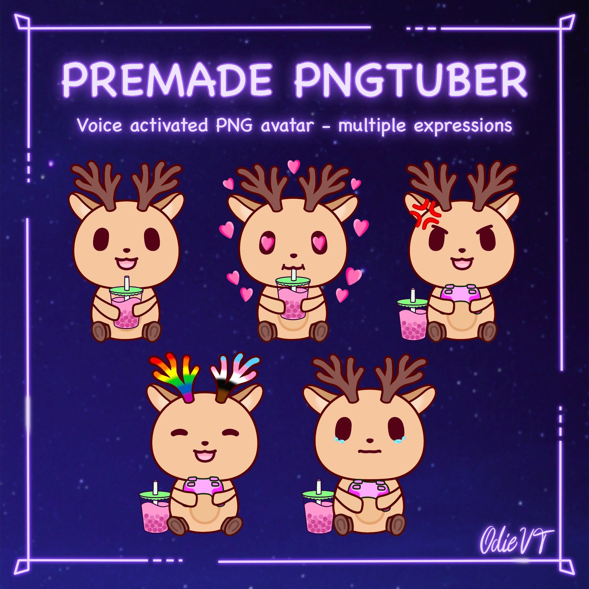 Premade Png-tuber - Deer [ Pngtuber, Vtuber, Discord Reactive Image ...