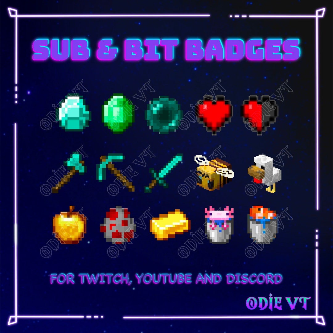Minecraft Sub Badges / Bit Badges / Emotes for Twitch, Youtube and ...