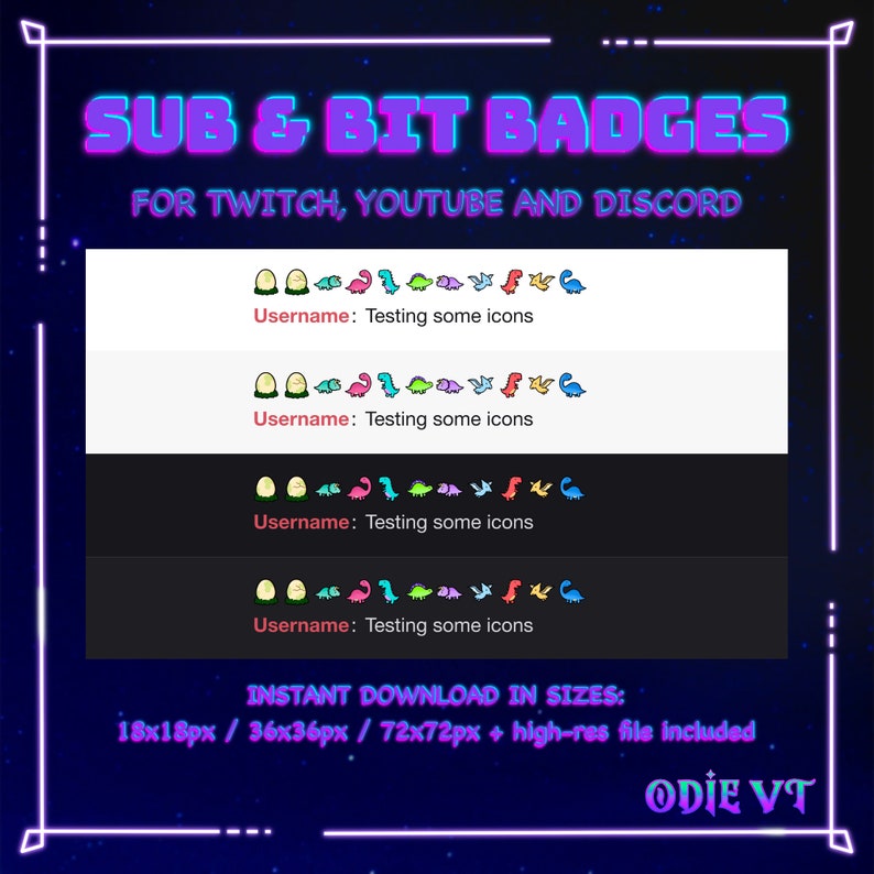 Dinosaur Sub Badges / Bit Badges / Emotes for Twitch, Youtube and ...
