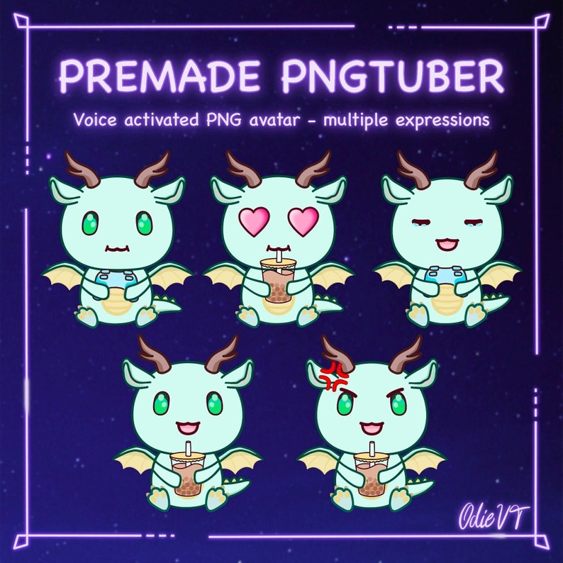 Premade Png-tuber - Green Dragon [ Pngtuber, Vtuber, Discord Reactive ...