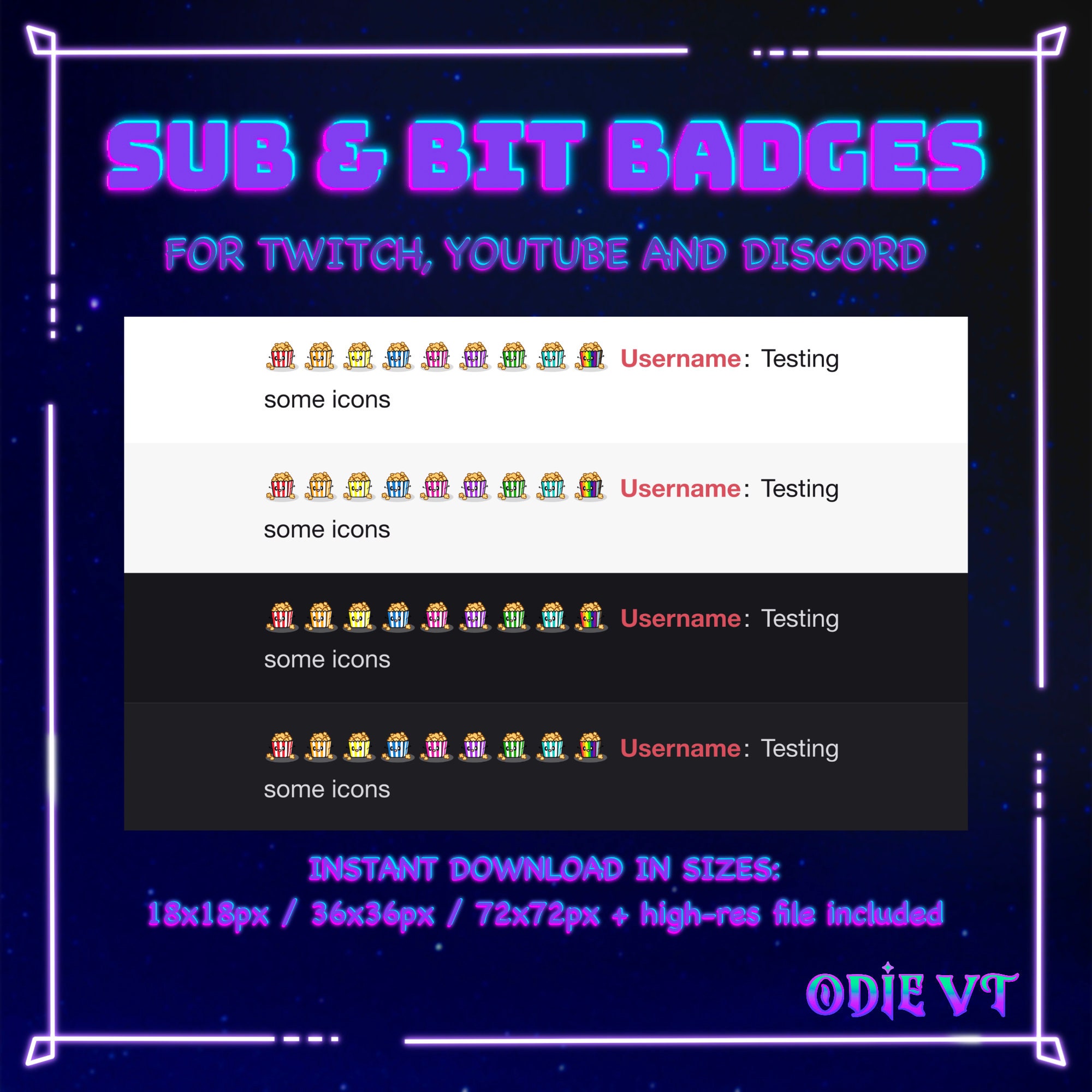 Popcorn Sub Badges / Bit Badges / Emotes for Twitch, Youtube and ...