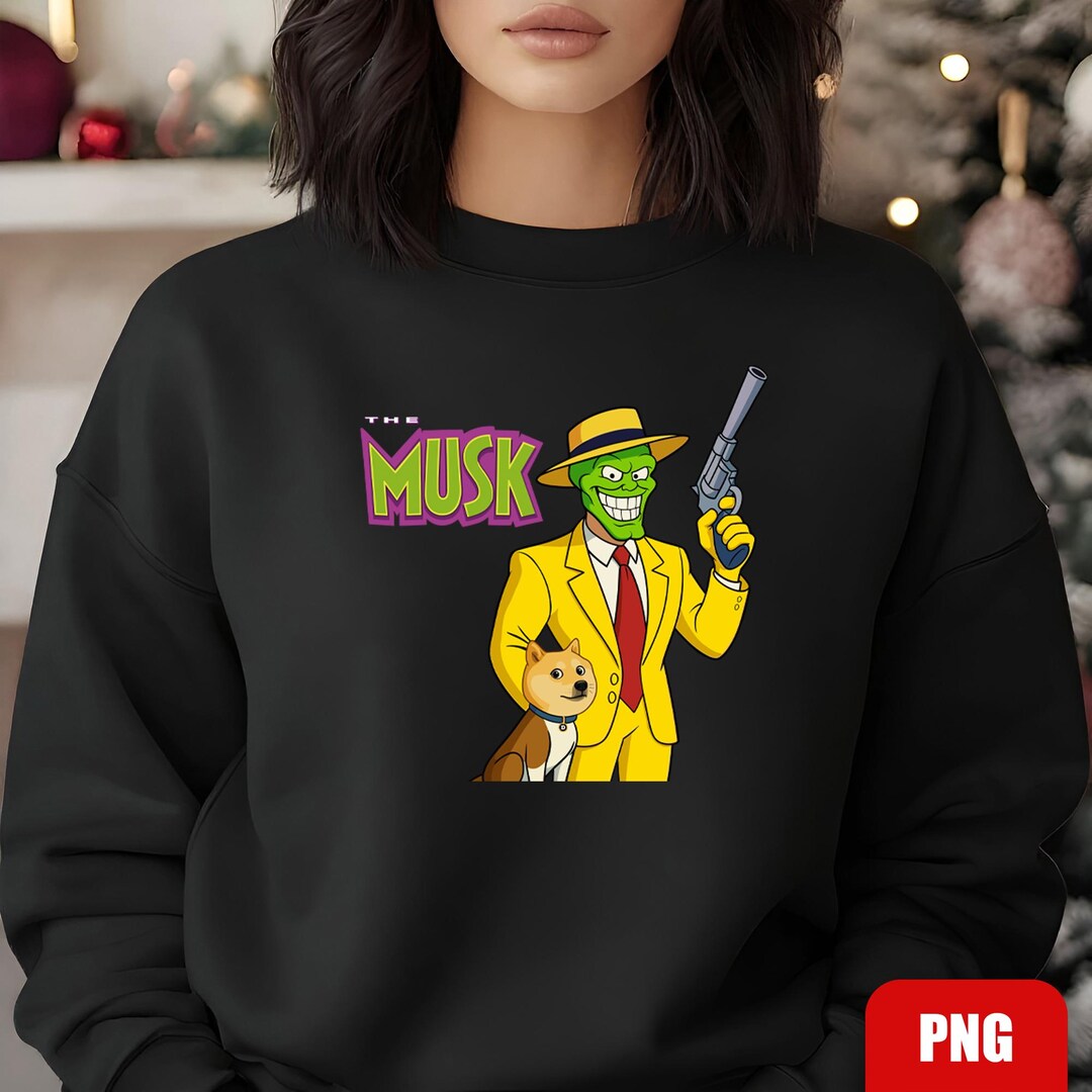 Elon Musk the Mask Mashup PNG, Dogecoin Meme Digital Art, the Mask ...