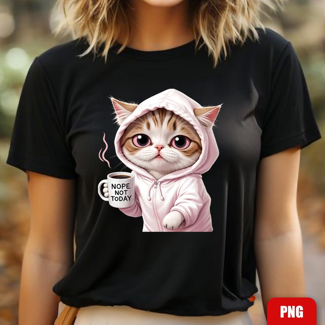 Nope Not Today T-shirt PNG, Cute Cat Tee Png, Womens Funny Shirt, Gift ...