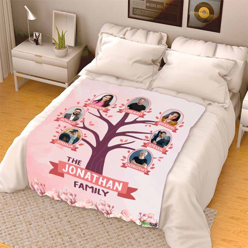 Personalized Family Tree Photo Blanket for Couples/family, Custom Photo ...