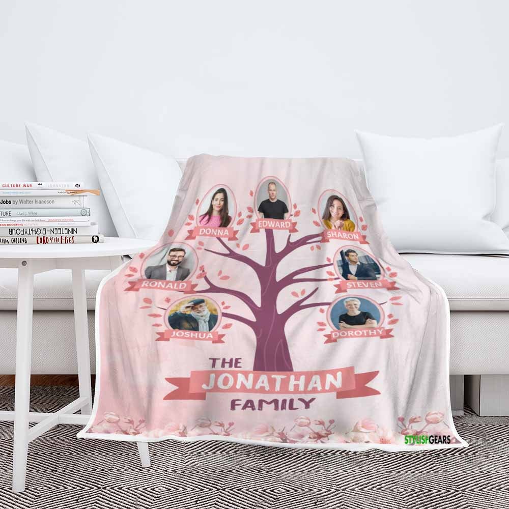 Personalized Family Tree Photo Blanket for Couples/family, Custom Photo ...